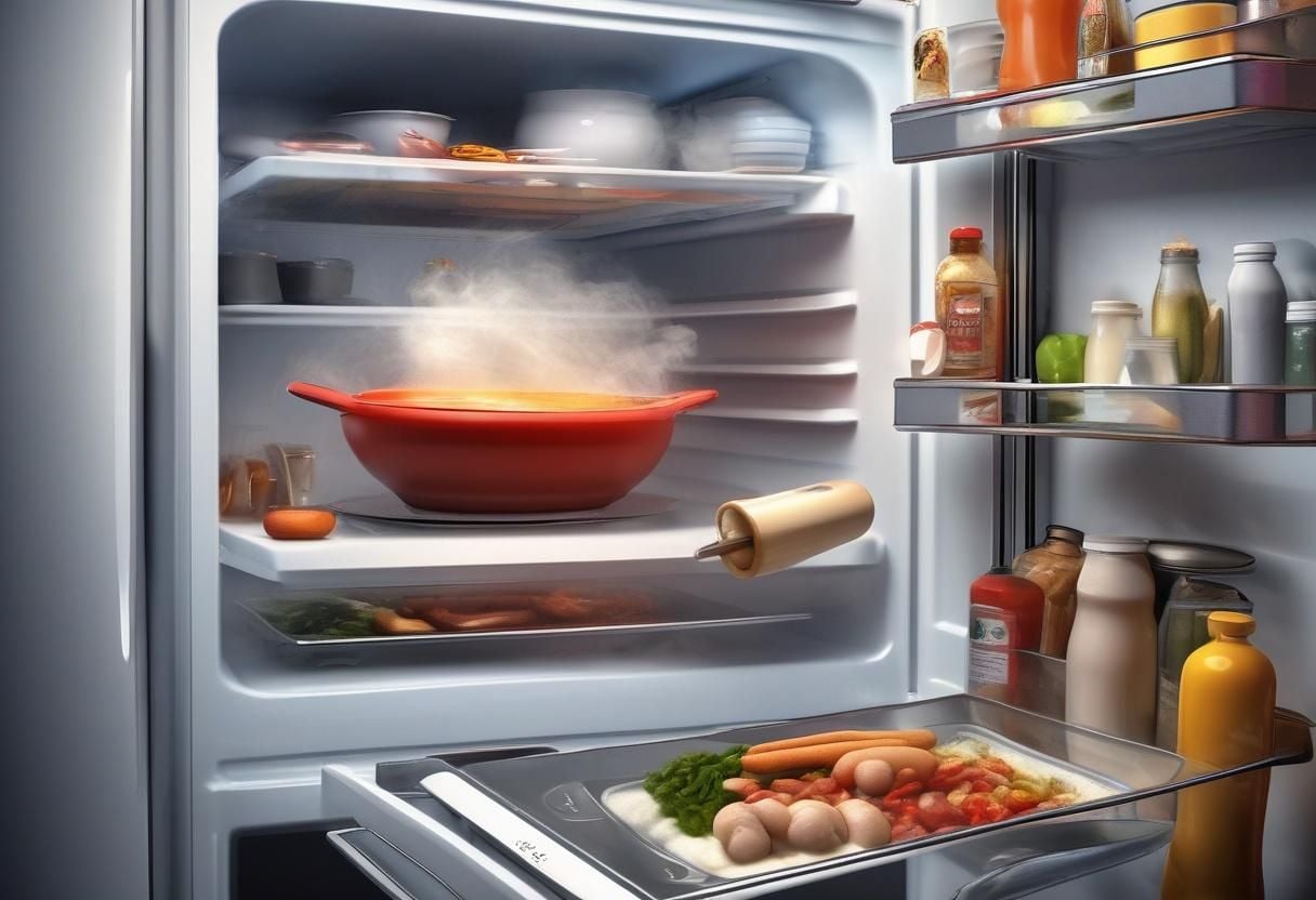 What happens if you put hot food in the fridge?